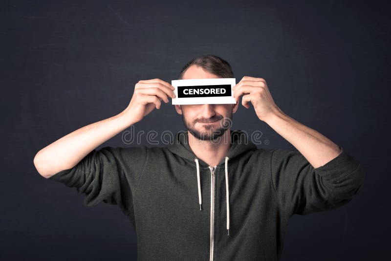 Funny Guy with Censored Sign Paper Stock Photo - Image of mute, concept ...
