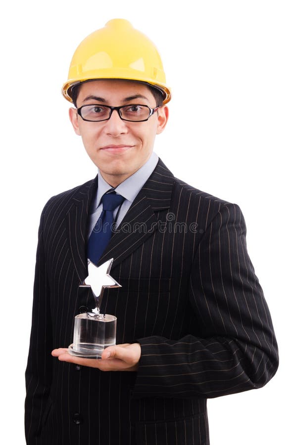 Funny guy with prize stock image. Image of achievement - 36803069