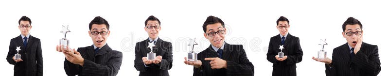 Funny Guy Receiving Award on White Stock Image - Image of collection ...