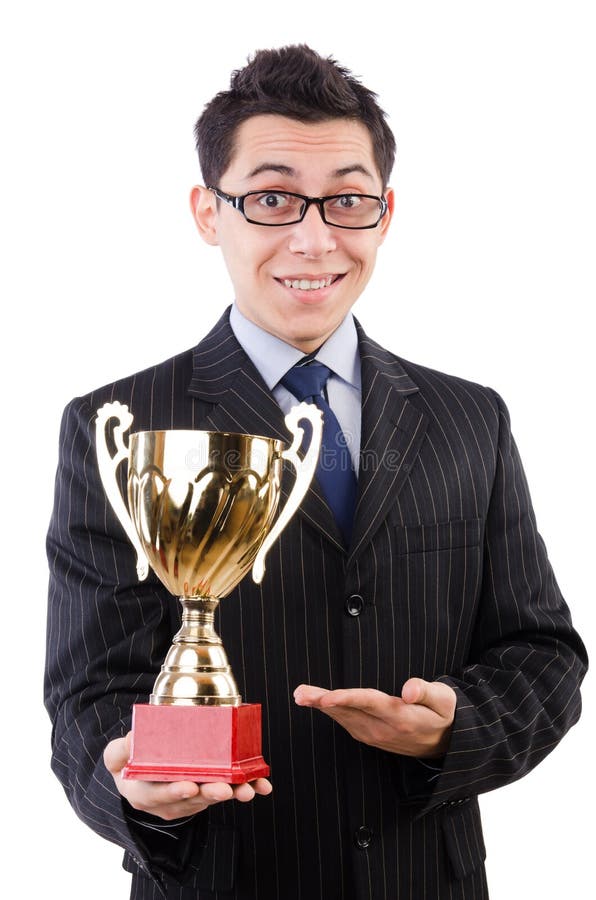 Funny guy receiving award stock photo. Image of business - 36972628