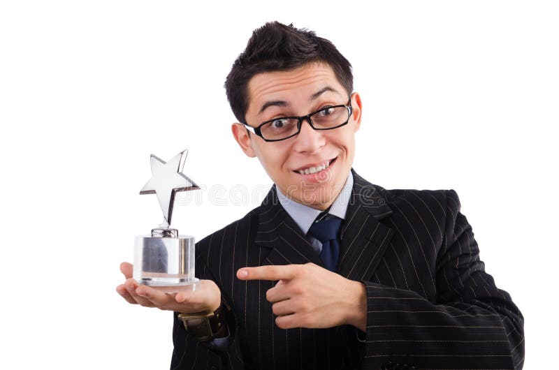 Funny guy receiving award stock photo. Image of champion - 38707494
