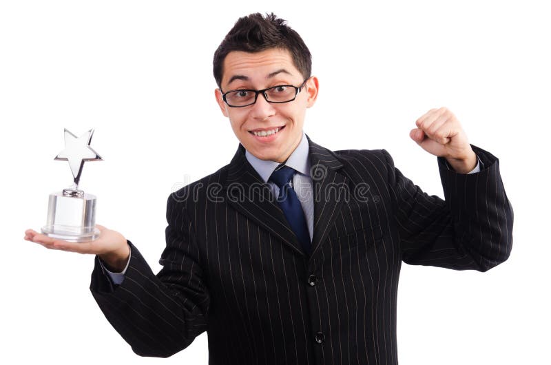 Funny guy receiving award stock photo. Image of happiness - 38887802