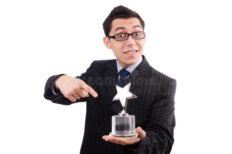 Funny guy receiving award stock photo. Image of happy - 38887804
