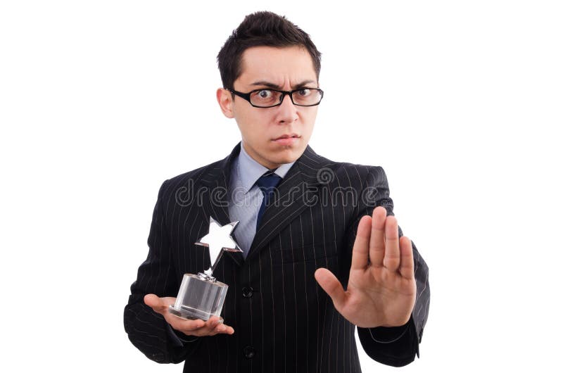 Funny guy receiving award stock photo. Image of reward - 39315358