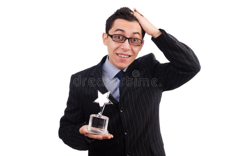 Funny guy receiving award stock photo. Image of pride - 35818064