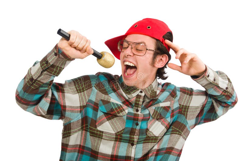 Funny Man Singing in Karaoke Stock Photo - Image of artist, performer ...