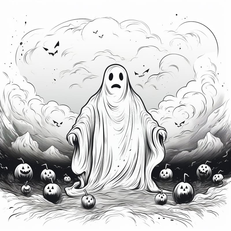 Funny Halloween Ghost Comical Haunting Stock Illustration ...
