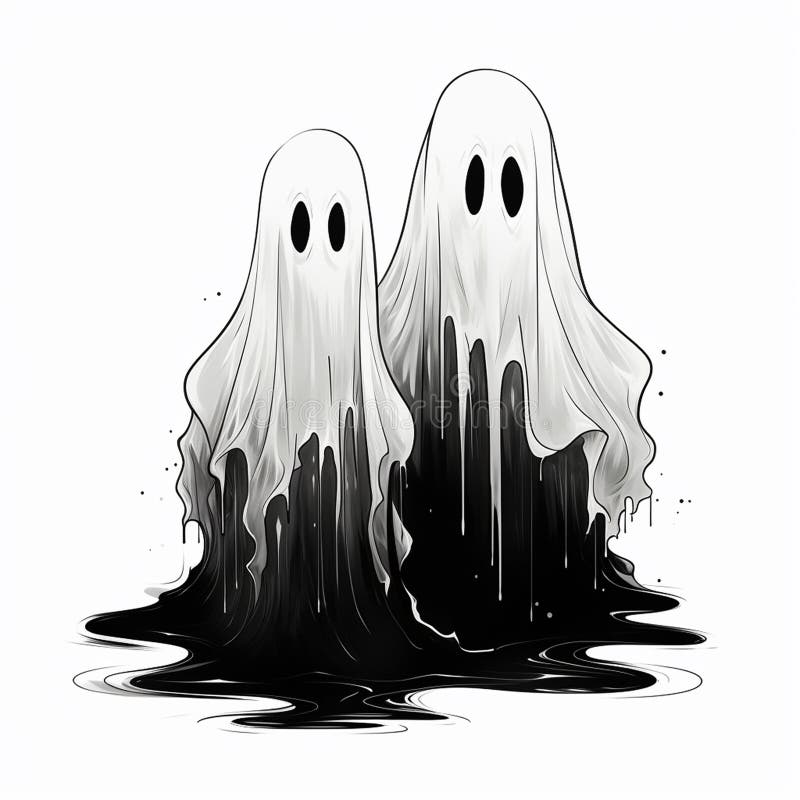 Funny Halloween Ghosts Comical Ethereal Entities Stock Illustration ...