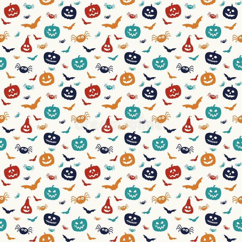 Funny Halloween Texture with Pumpkins, Bats and Spiders. Seamless ... Funny Halloween Texture with Pumpkins, Bats and Spiders. Seamless ...