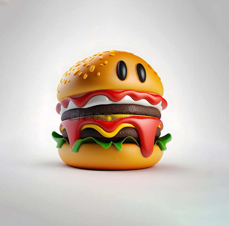 Funny hamburger character. stock illustration. Illustration of design ...