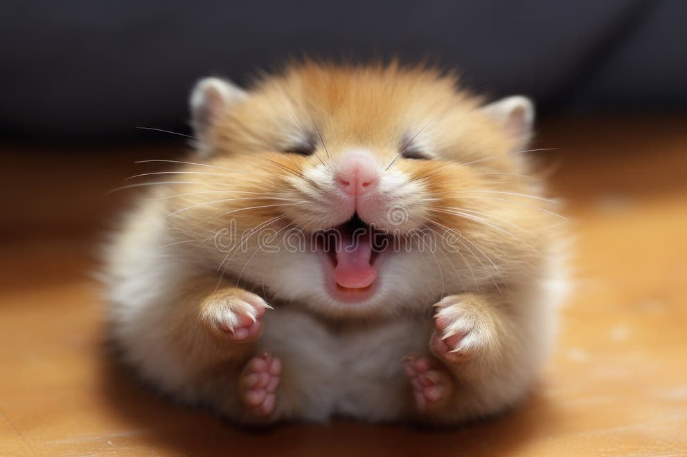 Funny Hamster with Stuffed Cheeks Smiling Looking at the Camera Stock ...