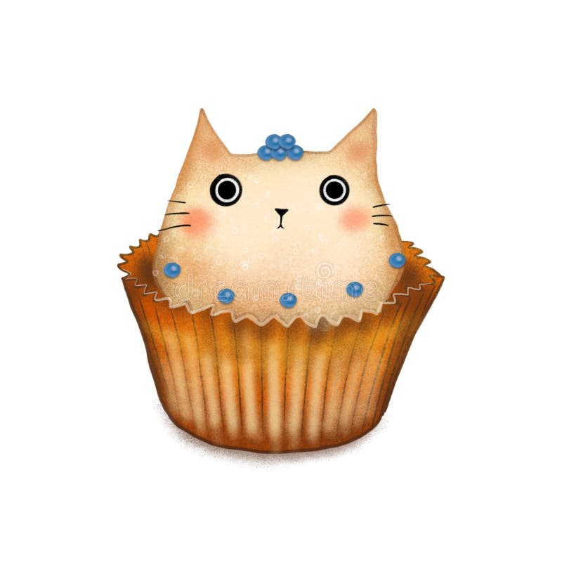 Funny Illustration with Cake Looking Like Cat Stock Image ...
