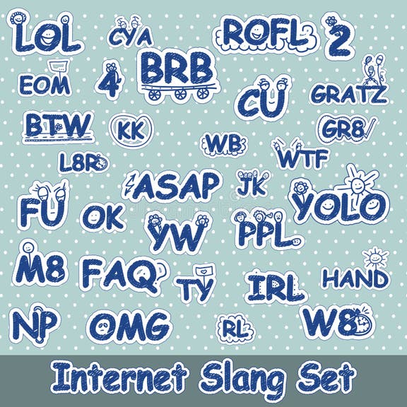 Hand Drawn Internet Slang Set Stock Vector - Illustration of design ...