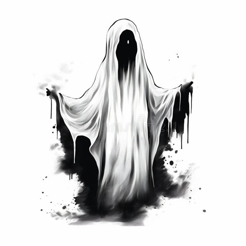 Funny Hand-Drawn Spectre stock illustration. Illustration of spooky ...