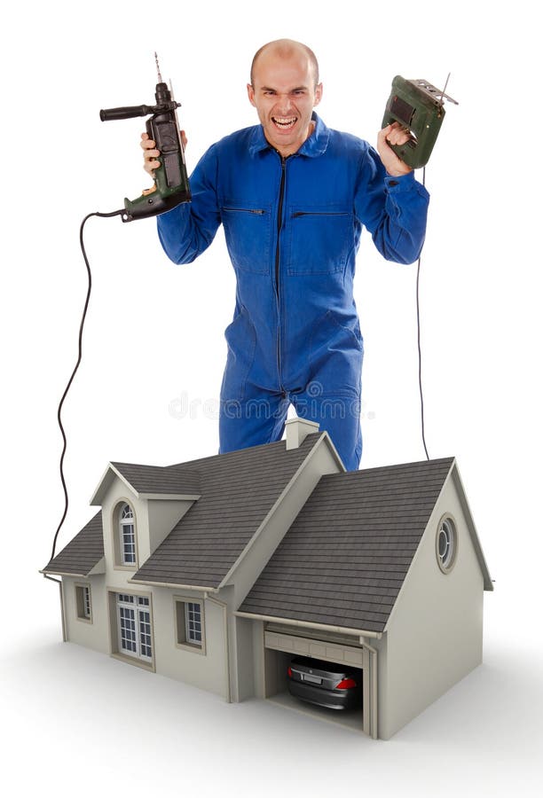 Funny handyman thumb up stock photo. Image of male, approve - 13675576