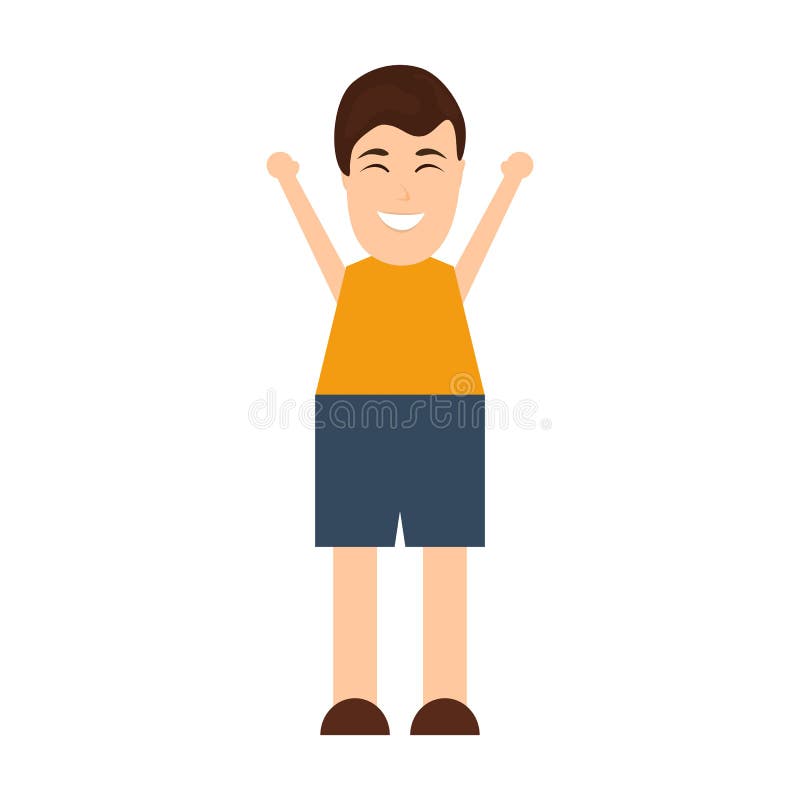 Funny Cartoon Girl is Happy To Raise Her Arms Up Stock Vector ...