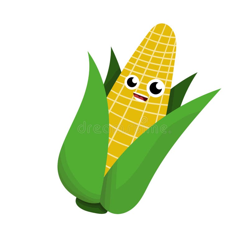Funny Happy Fresh Corn Vegetables Drawing Illustration Isolated Stock ...