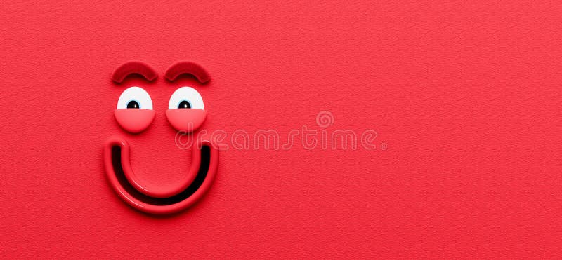 Funny Happy Red Character Face Expression Background 3d Render Stock ...