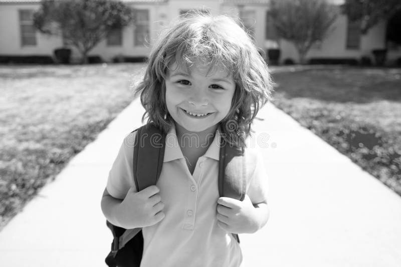 Funny Happy School Boy Face. Elementary School Kid Running at School ...