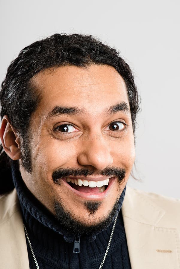 Happy Man Portrait Real People High Definition Grey Background Stock ...