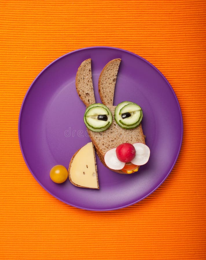 Funny Hare Made of Bread and Vegetables Stock Photo - Image of creative ...