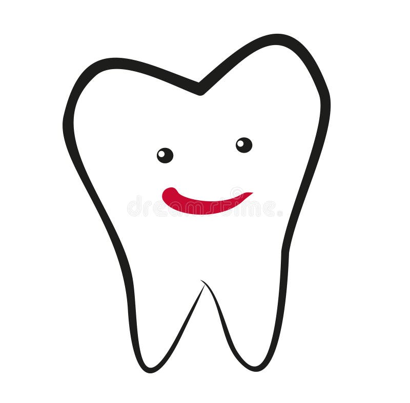 Funny Healthy Smiling White Single Tooth Stock Vector - Illustration of ...