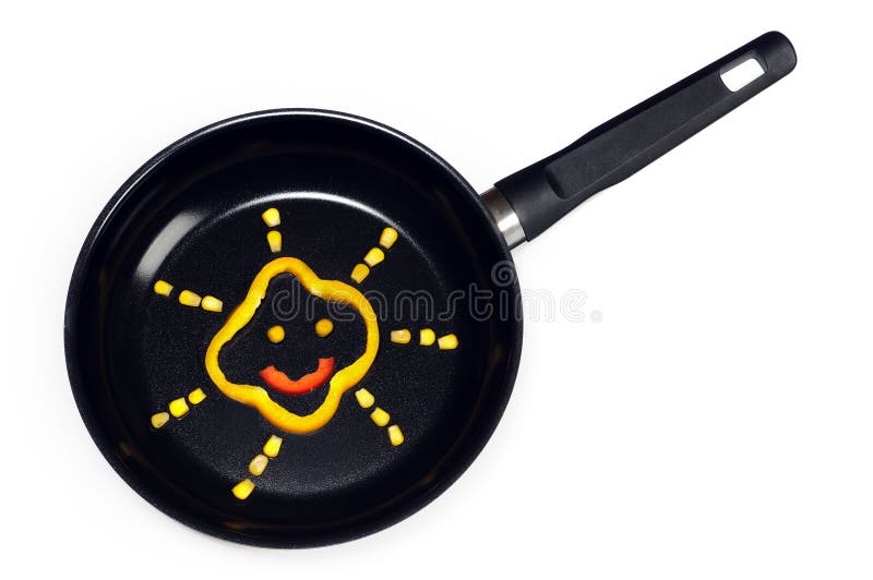 Funny Healthy Vegetables on a Frying Pan Stock Image - Image of ...