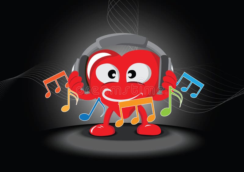 Heart listening to music stock vector. Illustration of listen - 5152668