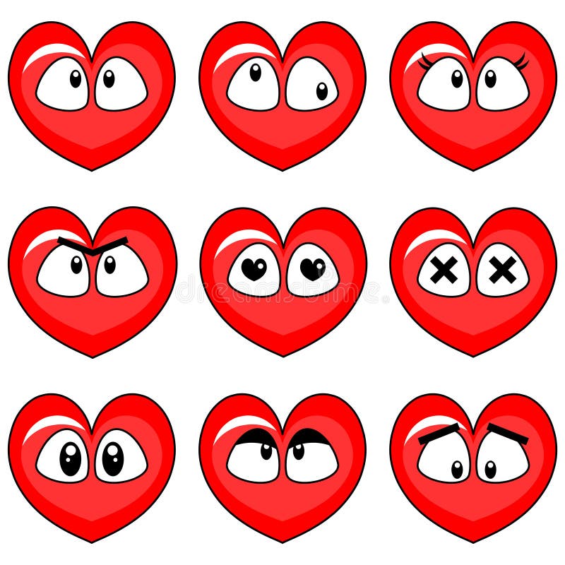 Funny hearts set stock vector. Illustration of romantic - 26961267