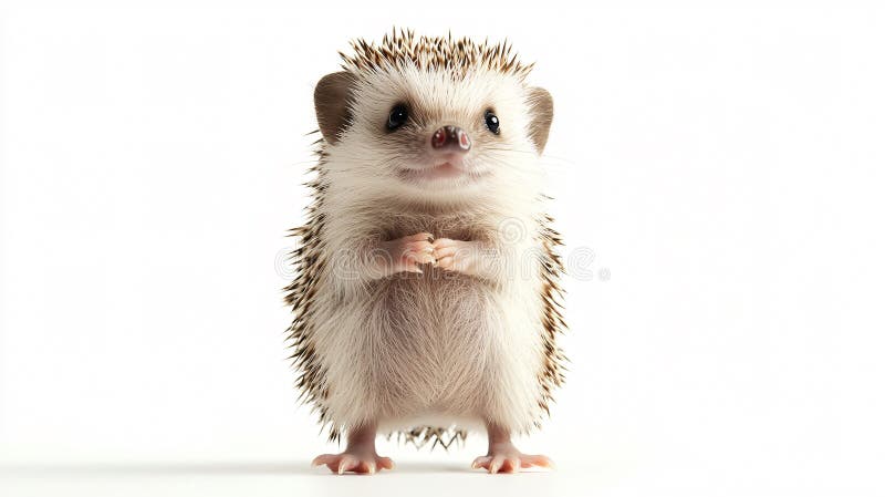 Funny Hedgehog Standing on Hind Legs Isolated on White Background Stock ...