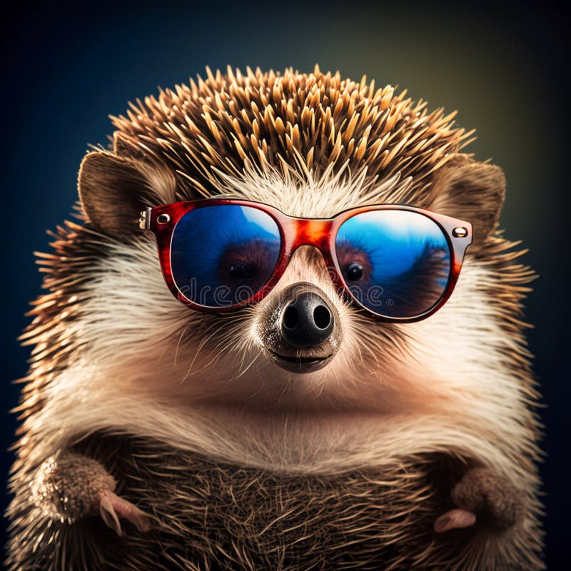 Funny Hedgehog in Sunglasses Close-up, Generative AI Stock Image ...
