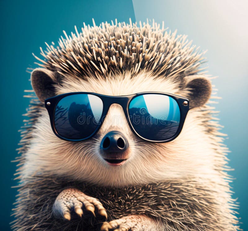 Funny Hedgehog in Sunglasses Close-up, Generative AI Stock Illustration ...