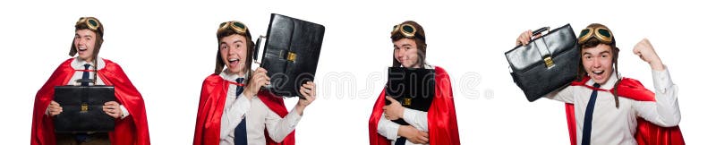 The Funny Here with Briefcase Isolated on the White Stock Photo - Image ...