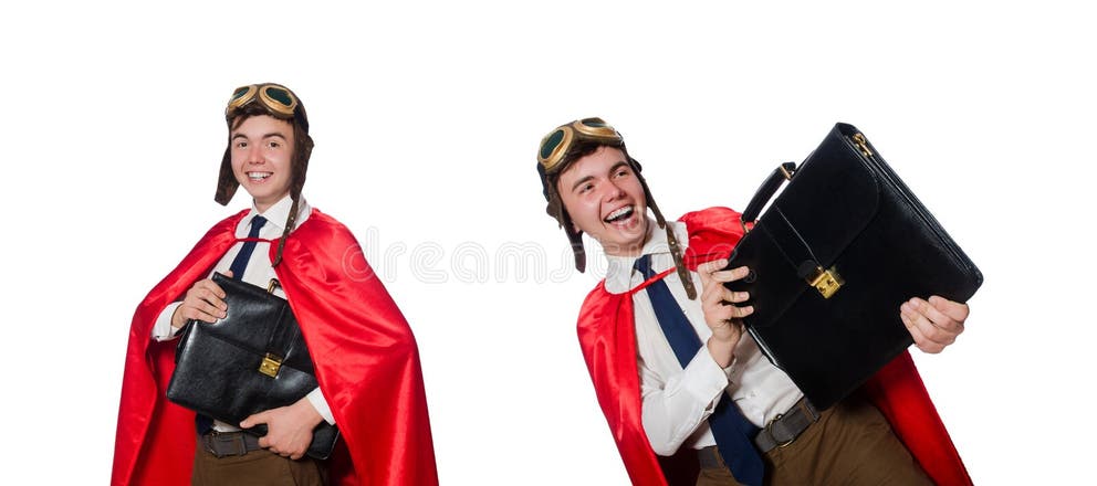 The Funny Here with Briefcase Isolated on the White Stock Photo - Image ...