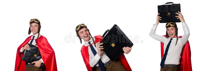 The Funny Here with Briefcase Isolated on the White Stock Image - Image ...