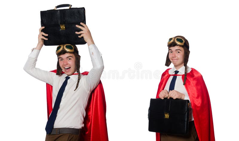 The Funny Here with Briefcase Isolated on the White Stock Image - Image ...