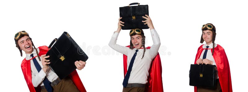 The Funny Here with Briefcase Isolated on the White Stock Image - Image ...