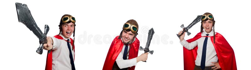 The Funny Hero Isolated on the White Stock Photo - Image of helmet ...