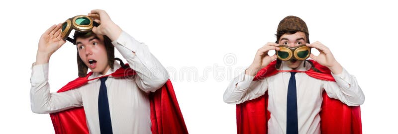 The Funny Hero Isolated on the White Stock Image - Image of aviator ...