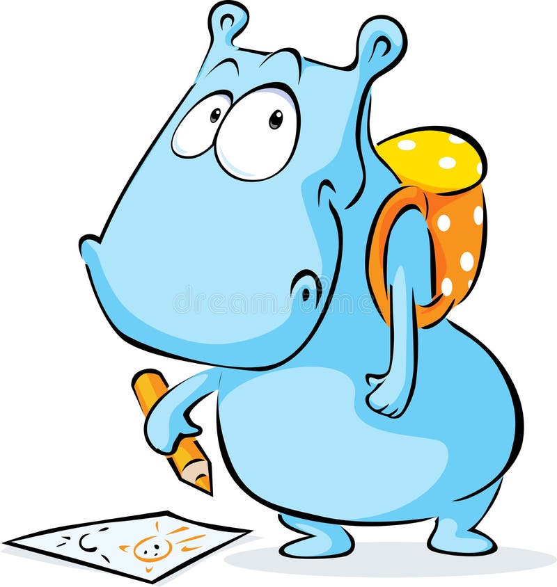 Hippo and school stock vector. Illustration of cheerful - 45694471