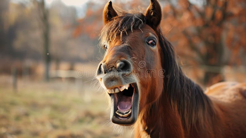Funny Horses, Funny Animal Face. Laugh Animal. Generative Ai Stock ...