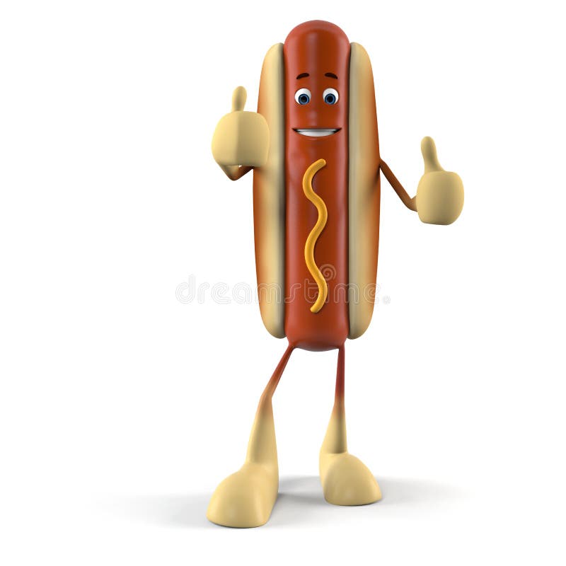Funny hot dog character stock illustration. Illustration of pork - 25523655