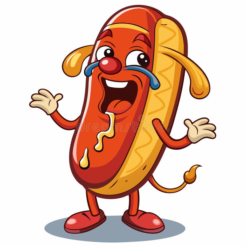 Funny Hot Dog Character with Tears and Drool Stock Vector ...