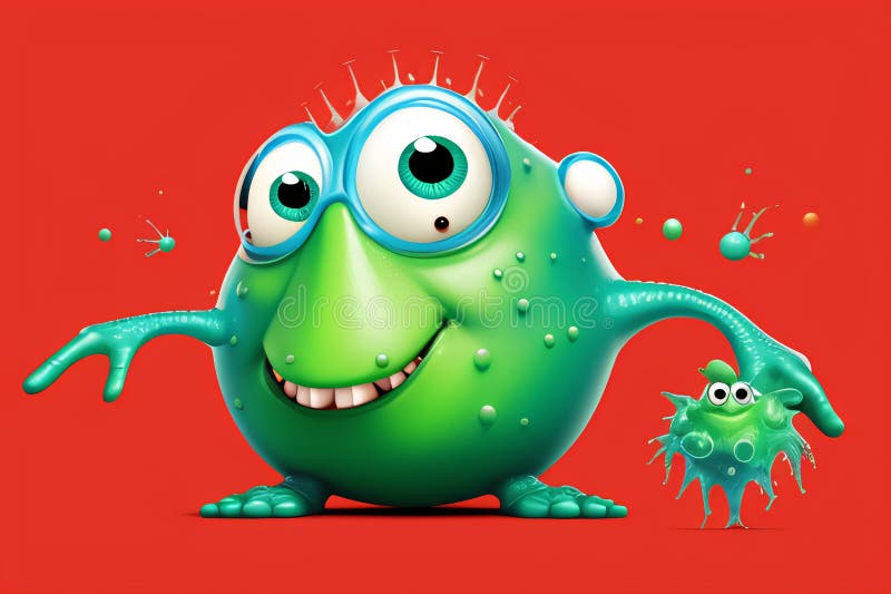 Funny Human-like Virus Character with an Evil Expression Stock ...