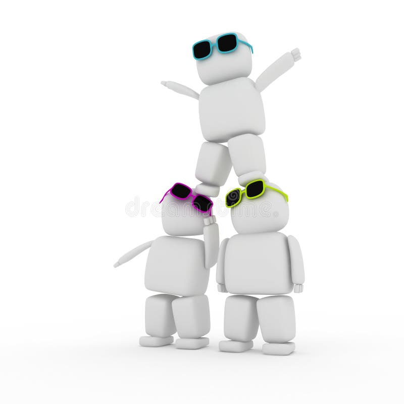 Funny human pyramid stock illustration. Illustration of pink - 10971980