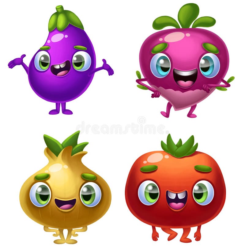 Funny Humanized Character Vegetables Isolated Stock Illustration ...