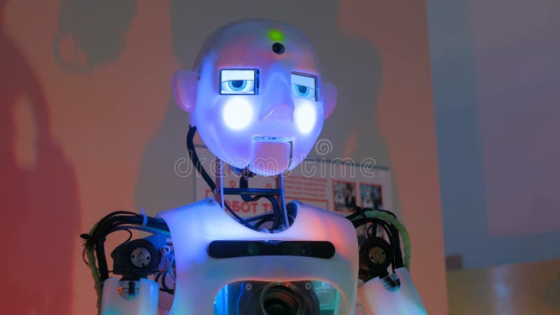 Funny humanoid robot editorial photo. Image of cyborg - 202817791