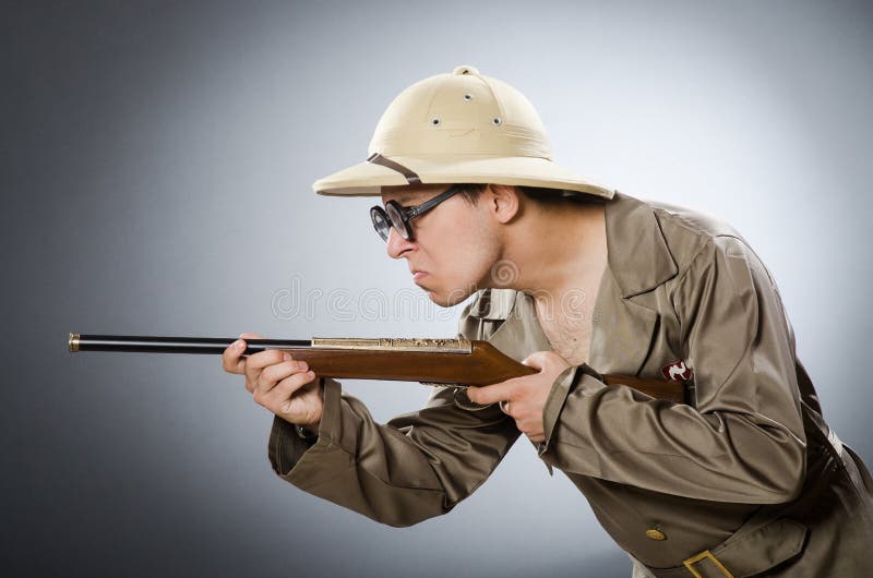The Funny Hunter in Hunting Concept Stock Photo - Image of funny, game ...