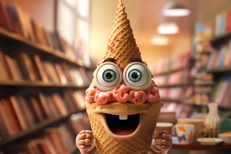 Funny Ice Cream Cone 3d Illustration Stock Illustration - Illustration ...