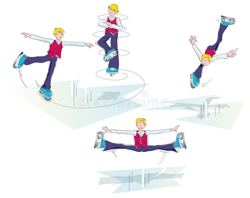 Funny ice skating man stock vector. Illustration of flips - 19738053